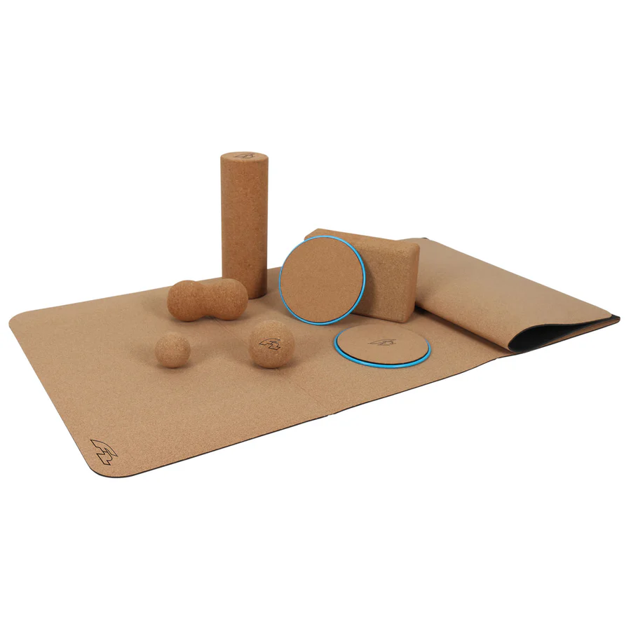 F2 Ultimate 8-Piece Yoga Set with Cork Mat & Accessories