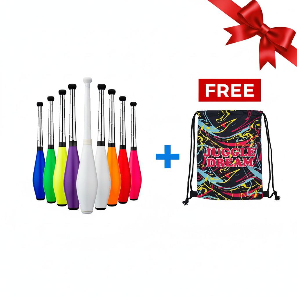 Henrys Pirouette Trainer Juggling Club – 3-Pack + Free Splash Drawstri