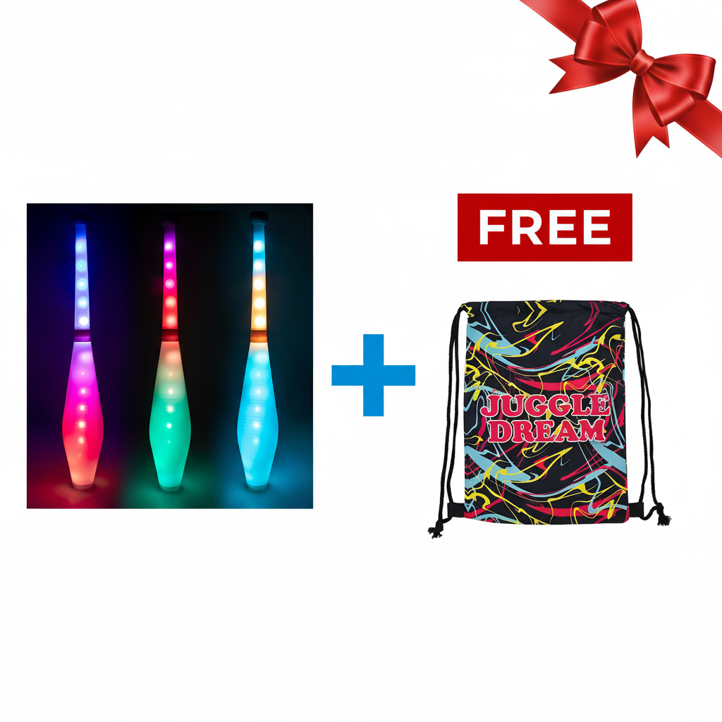 Juggle Dream LED Colour-Changing Juggling Club – 3-Pack + Free Splash