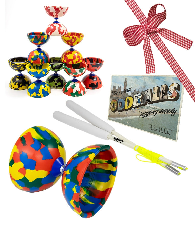 Juggle Dream Jester Diabolo - SuperGlass Handstick White - STRING 10m