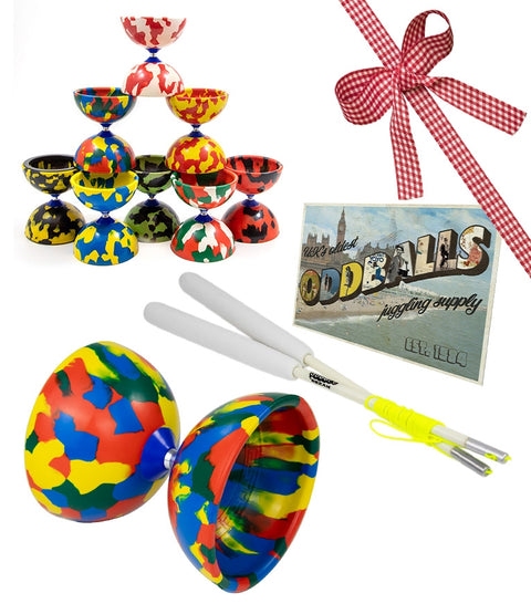 Juggle Dream Jester Diabolo - SuperGlass Handstick White - STRING 10m